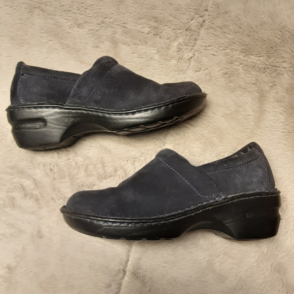 boc | Shoes | Boc Dark Navy Blue Suede Leather Peggy Clogs | Poshmark